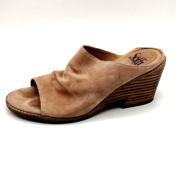 Sofft | Shoes | Sofft Womens Sandals Tan Suede Mule Open Toe Heel Slide ...